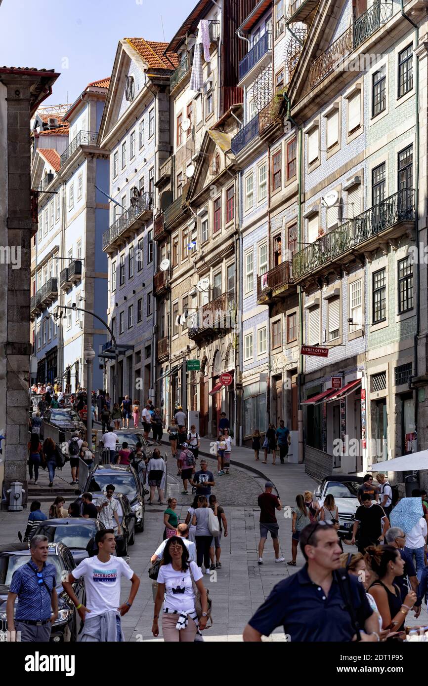 Porto, Portugal - August 11, 2019: Houses of Ribeira Square. . The ...