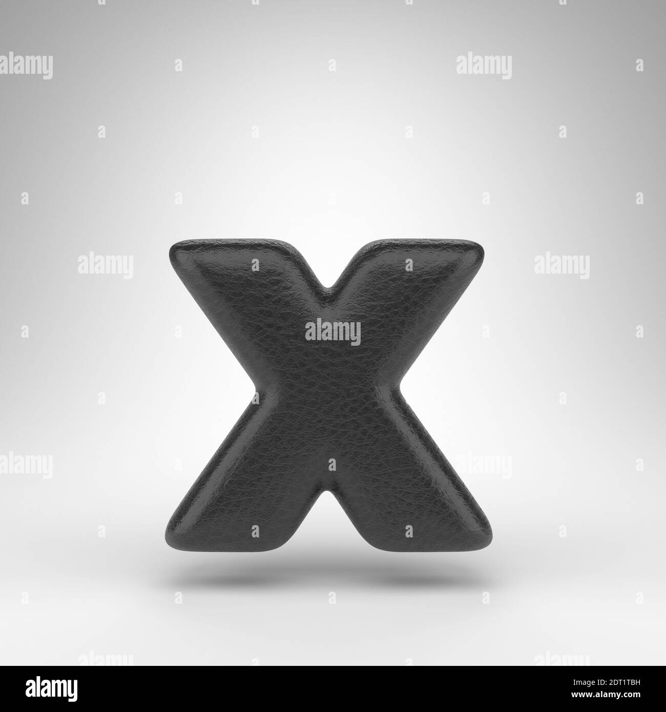 Letter X lowercase on white background. Black leather 3D rendered font ...