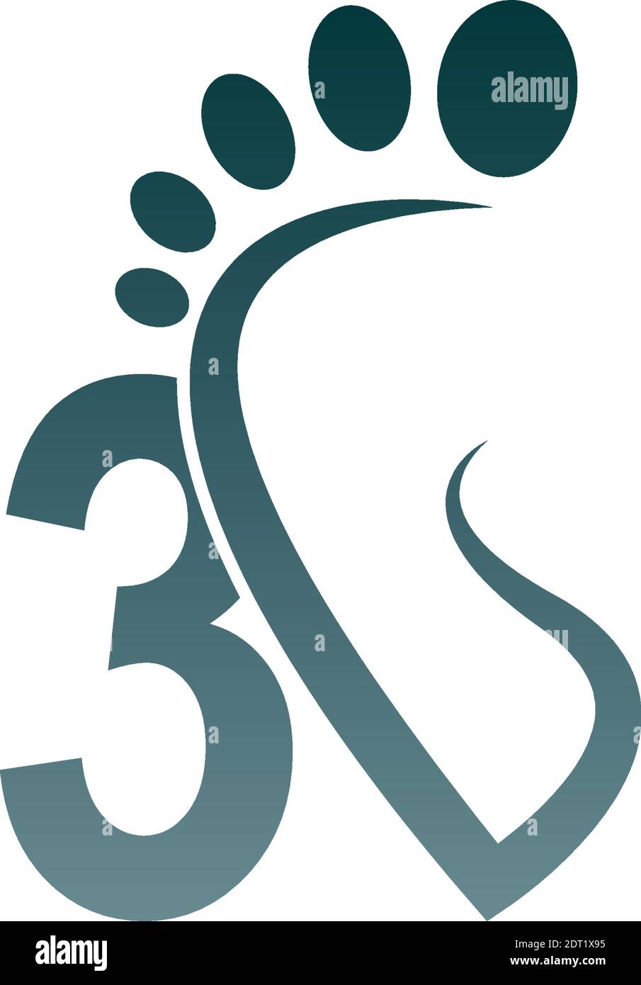 Number 3 icon logo combined with footprint icon design template Stock ...
