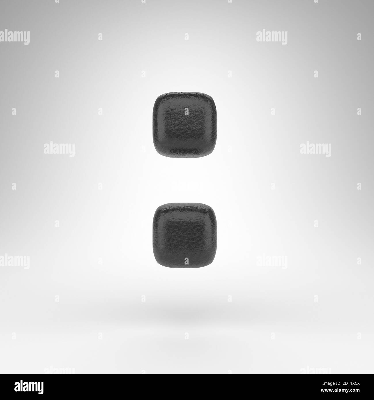 Colon symbol on white background. Black leather 3D rendered sign with ...