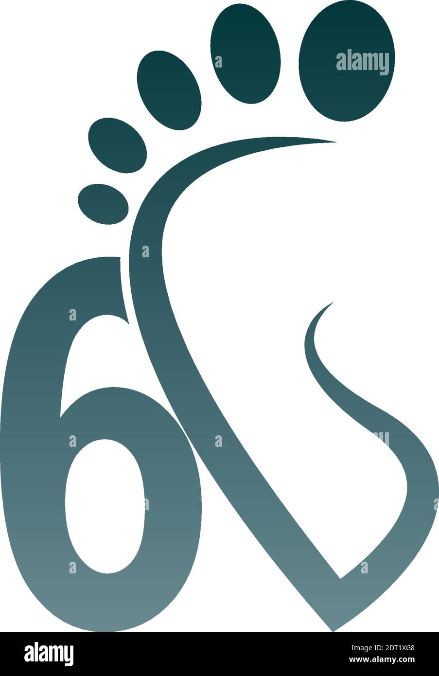 Number 6 icon logo combined with footprint icon design template Stock ...