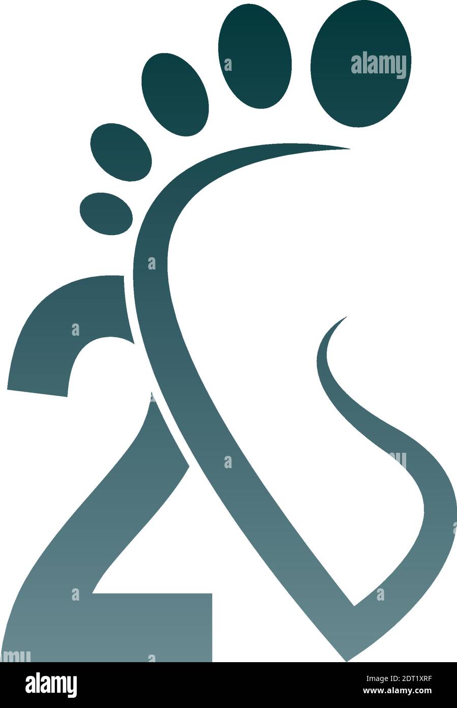 Number 2 icon logo combined with footprint icon design template Stock ...