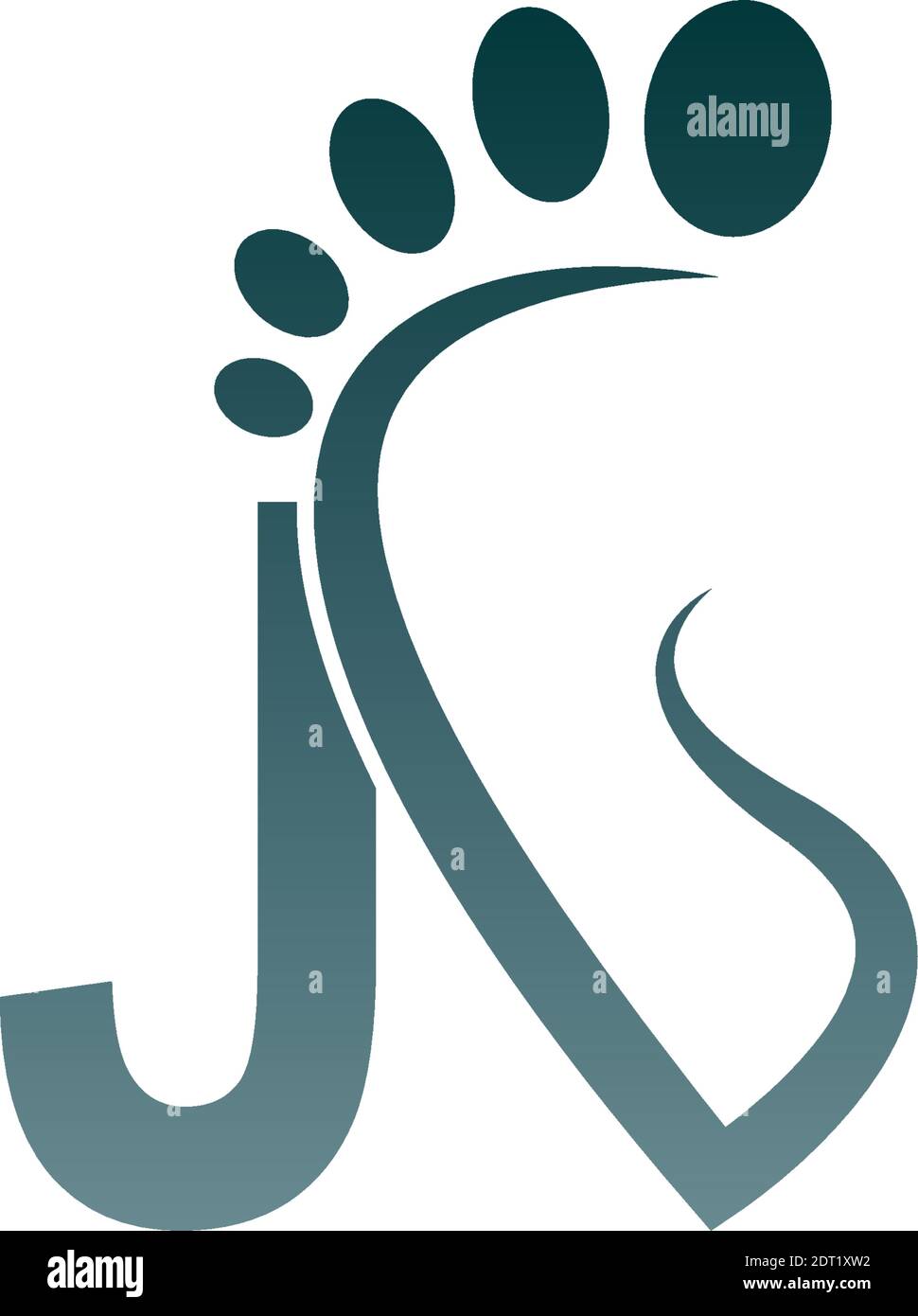 Letter J icon logo combined with footprint icon design template Stock ...