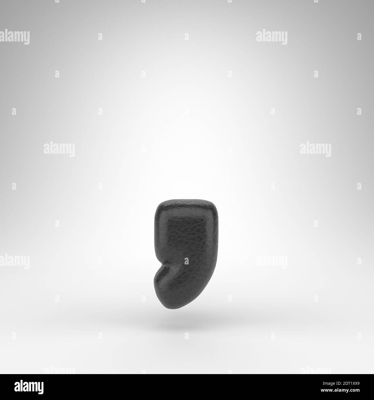 Coma symbol on white background. Black leather 3D rendered sign with ...