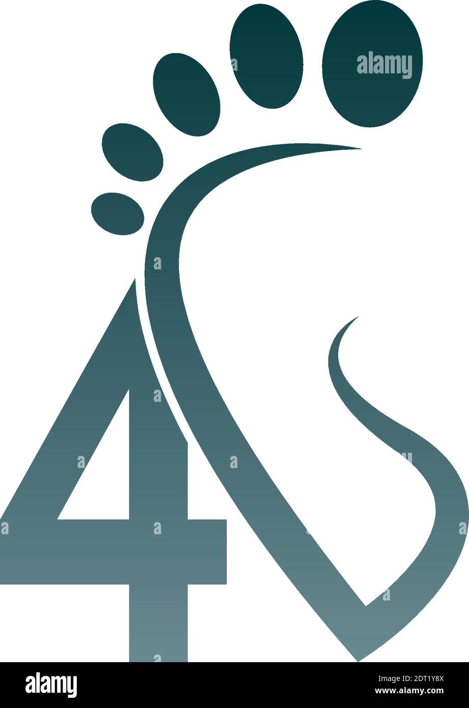 Number 4 icon logo combined with footprint icon design template Stock ...