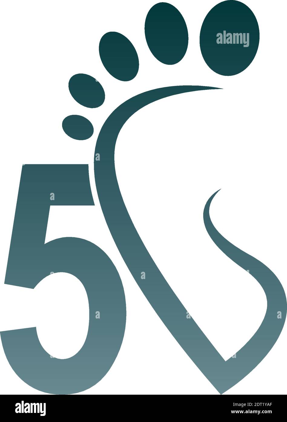Number 5 icon logo combined with footprint icon design template Stock ...