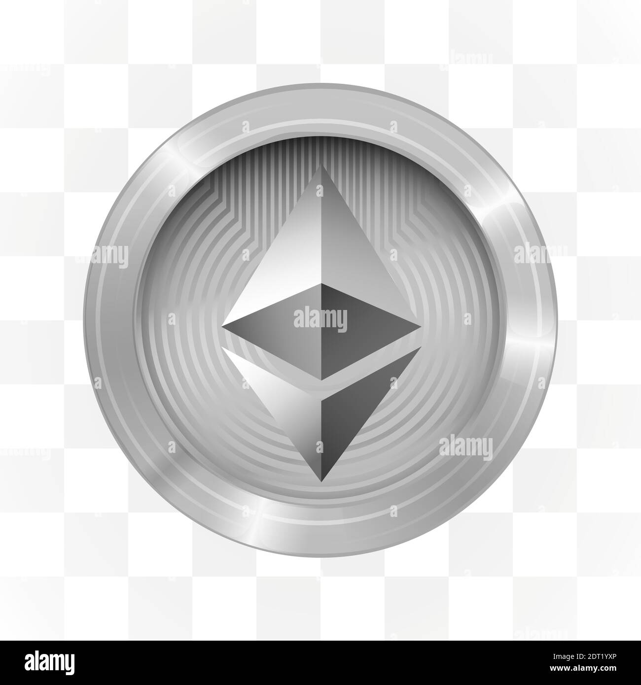 Etherium cryptocurrency sign on transparent background. Blockchain ...