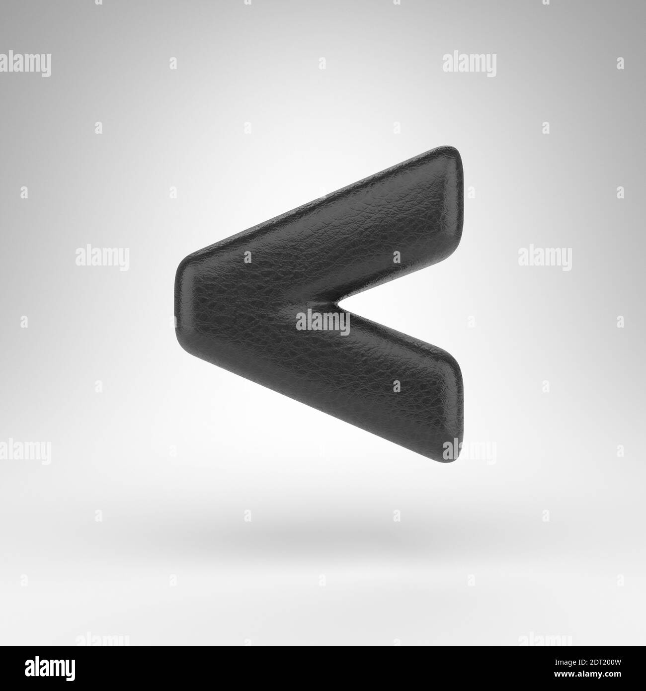 Less than symbol on white background. Black leather 3D rendered sign ...