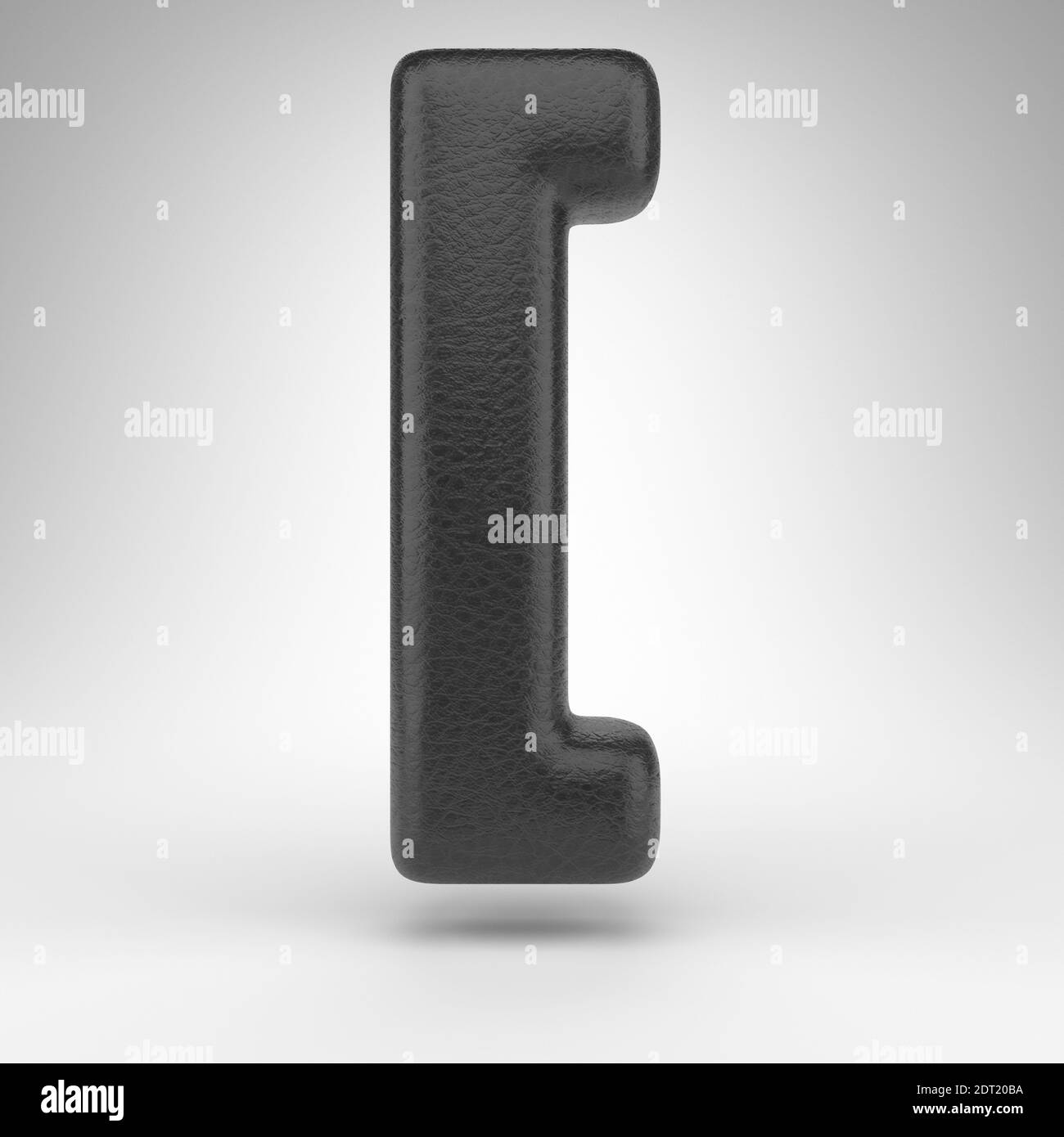 Left square bracket symbol on white background. Black leather 3D ...