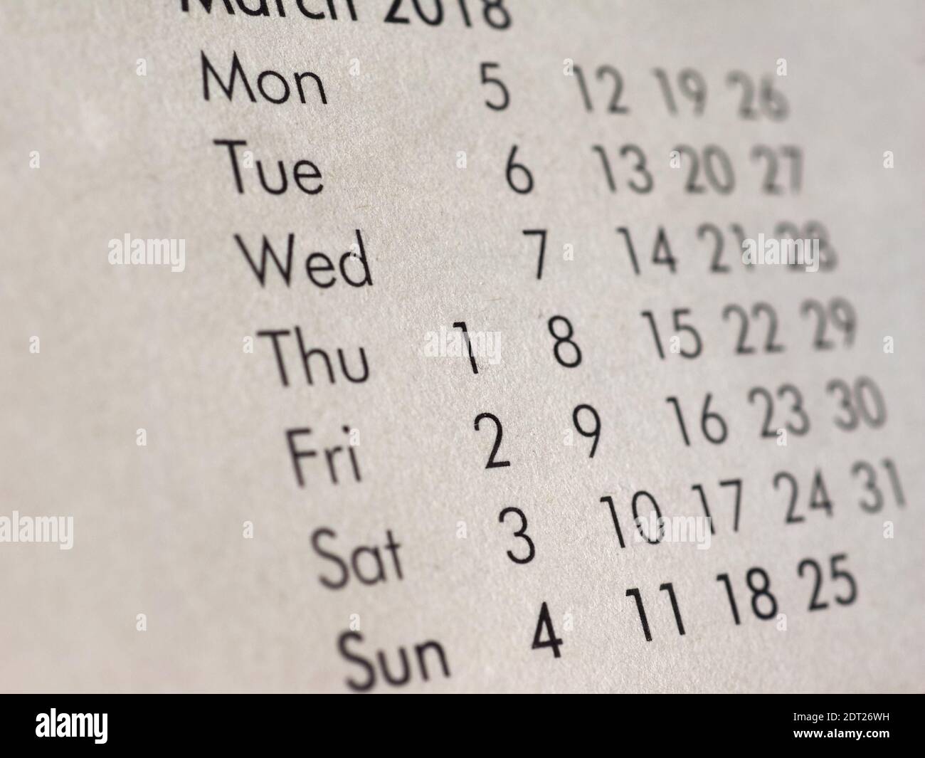 Close up of dates on calendar page hi-res stock photography and images ...