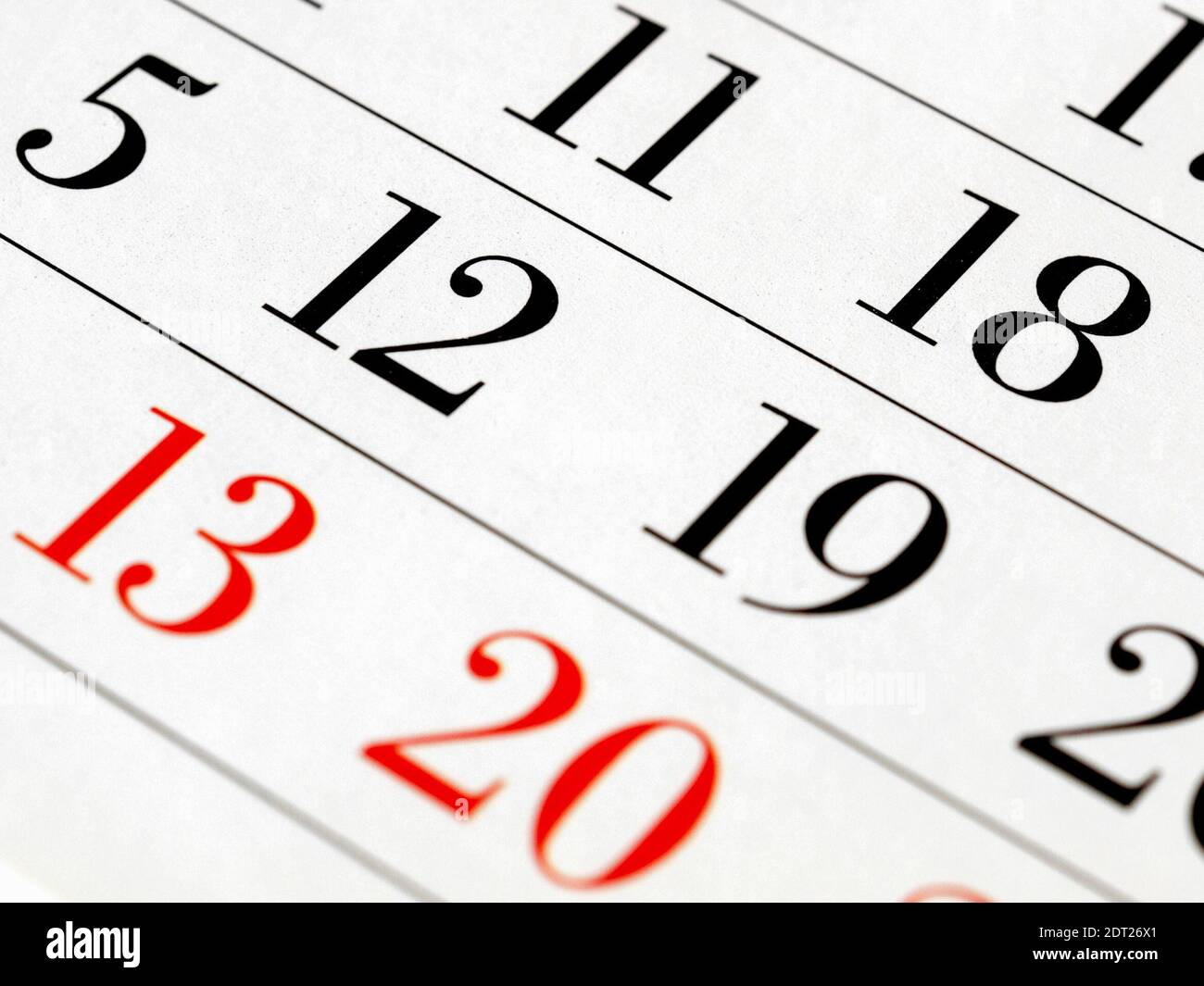 Close up of dates on calendar page hi-res stock photography and images ...