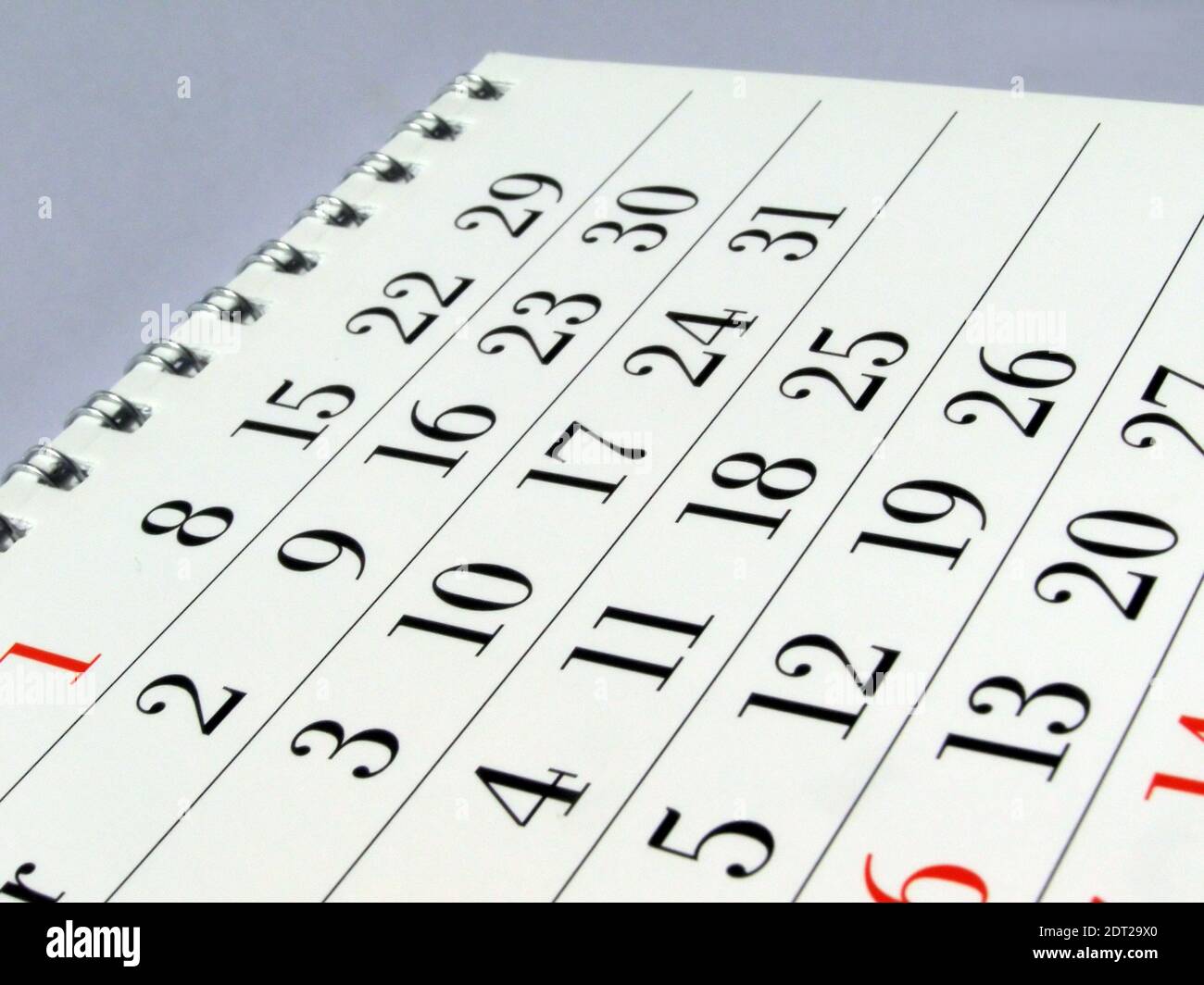 Close up of dates on calendar page hi-res stock photography and images ...