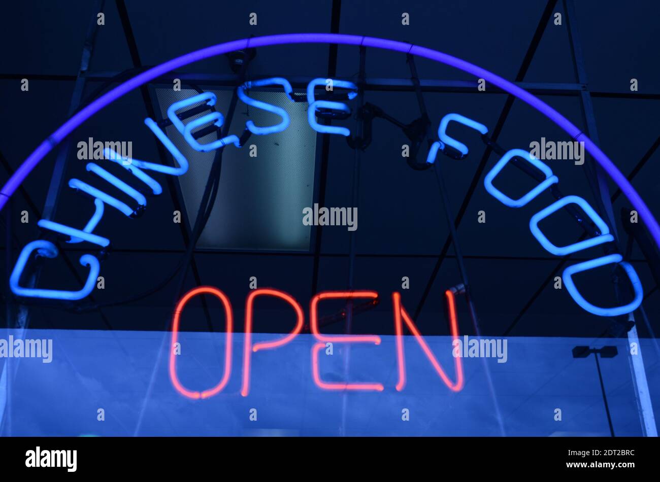 Neon chinese food open sign hi-res stock photography and images - Alamy