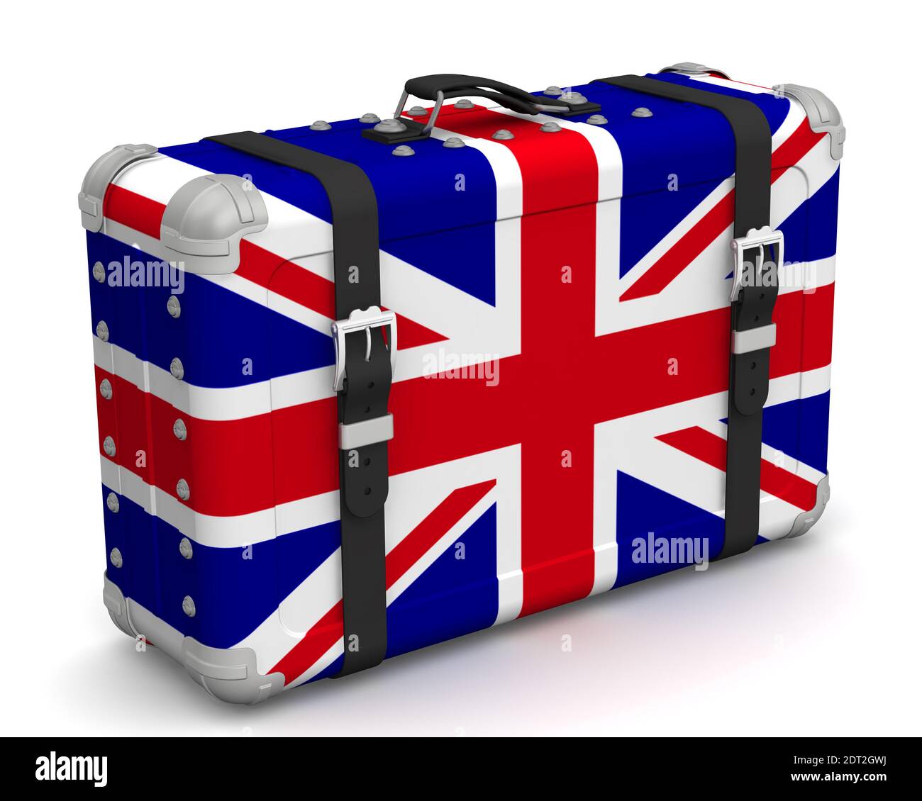 Stylish suitcase with the national flag of Great Britain. Retro ...