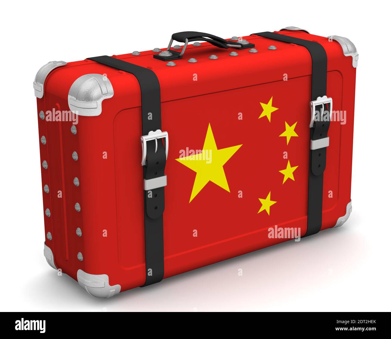 Stylish suitcase with the national flag of China. Retro suitcase with ...
