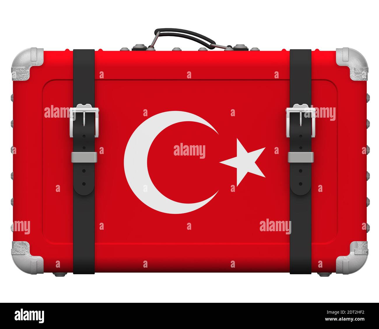 Stylish suitcase with the national flag of Turkey. Retro suitcase with ...