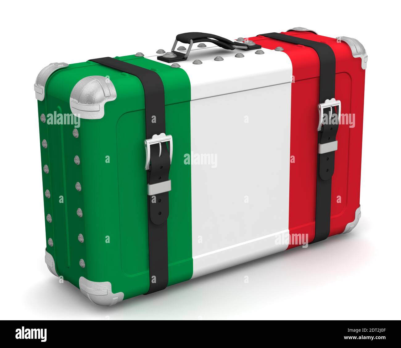 Stylish suitcase with the national Flag of Italy. Retro suitcase with ...