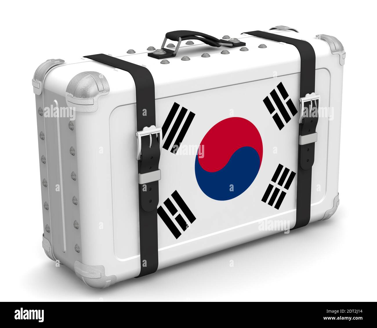 Stylish suitcase with the national Flag of South Korea. Retro suitcase ...