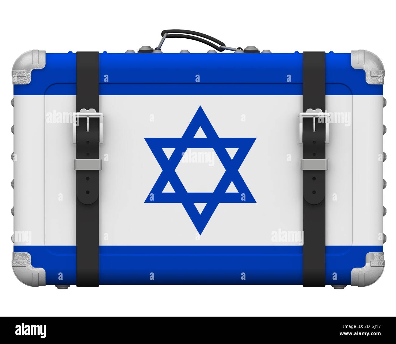 Stylish suitcase with the national Flag of Israel. Retro suitcase with ...