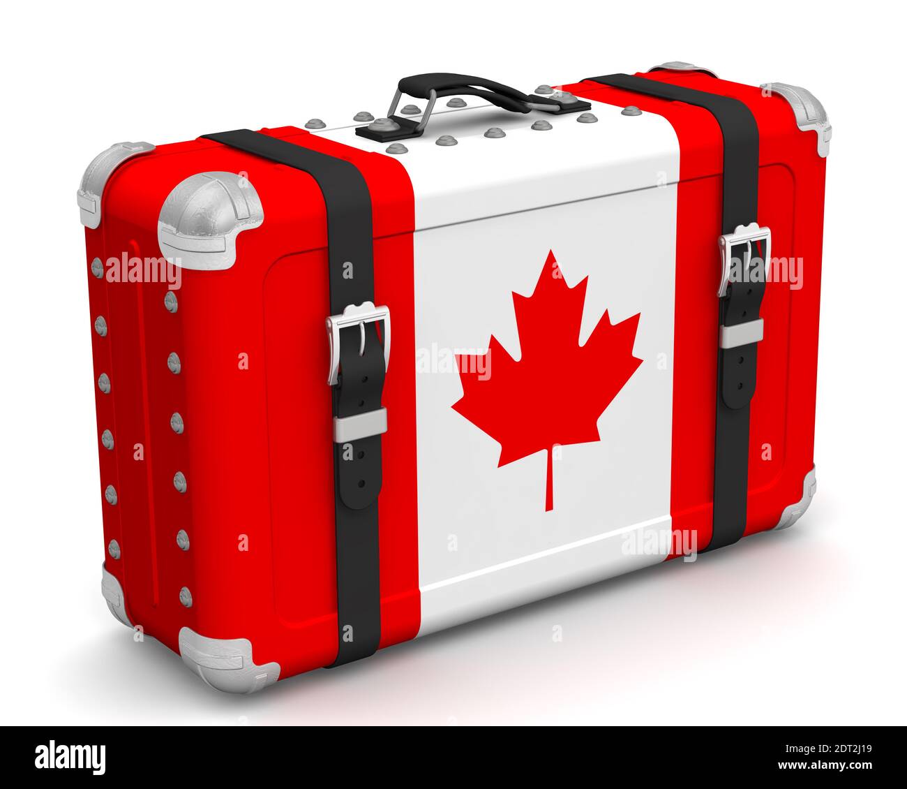 Stylish suitcase with the national Flag of Canada. Retro suitcase with ...
