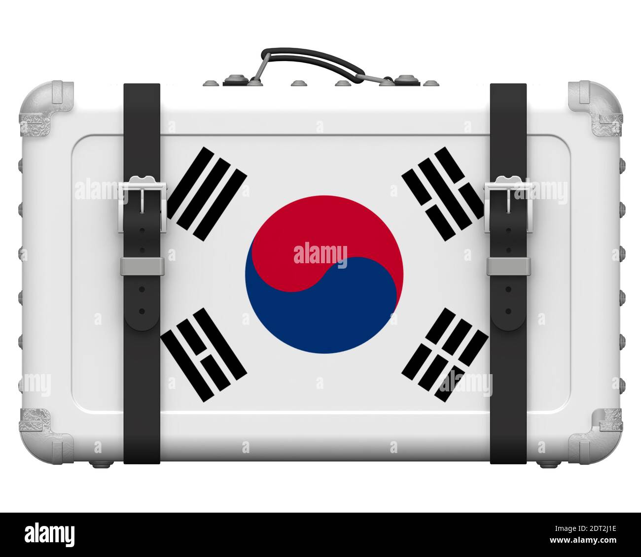 Stylish suitcase with the national Flag of South Korea. Retro suitcase ...
