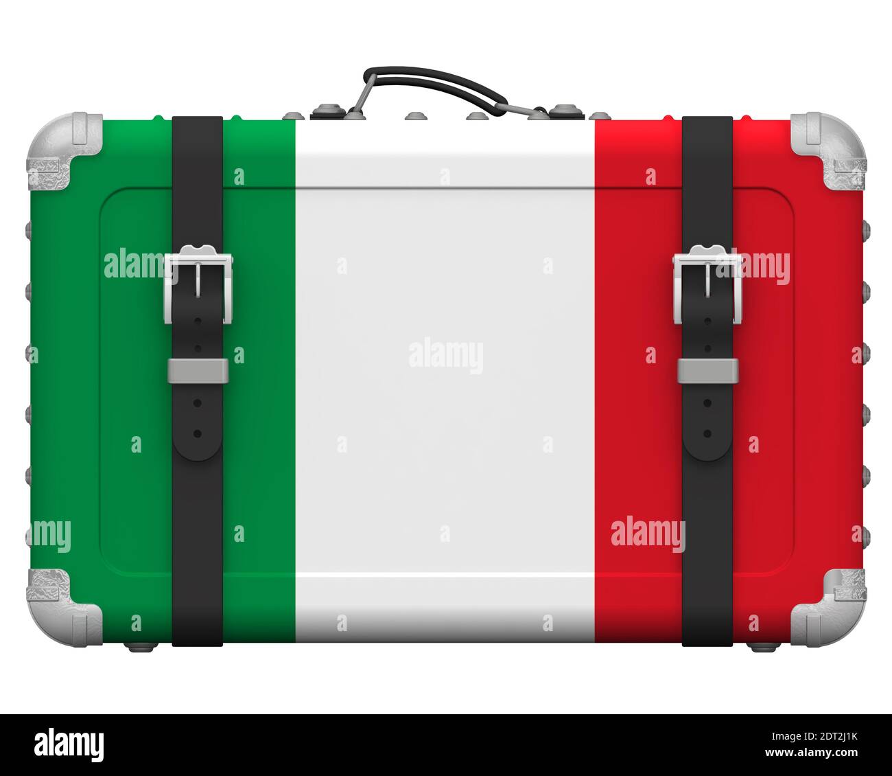 Stylish suitcase with the national Flag of Italy. Retro suitcase with ...
