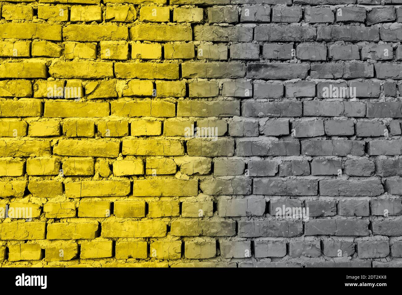 Gradient Ultimate Gray and Illuminating yellow ancient brick wall toned ...