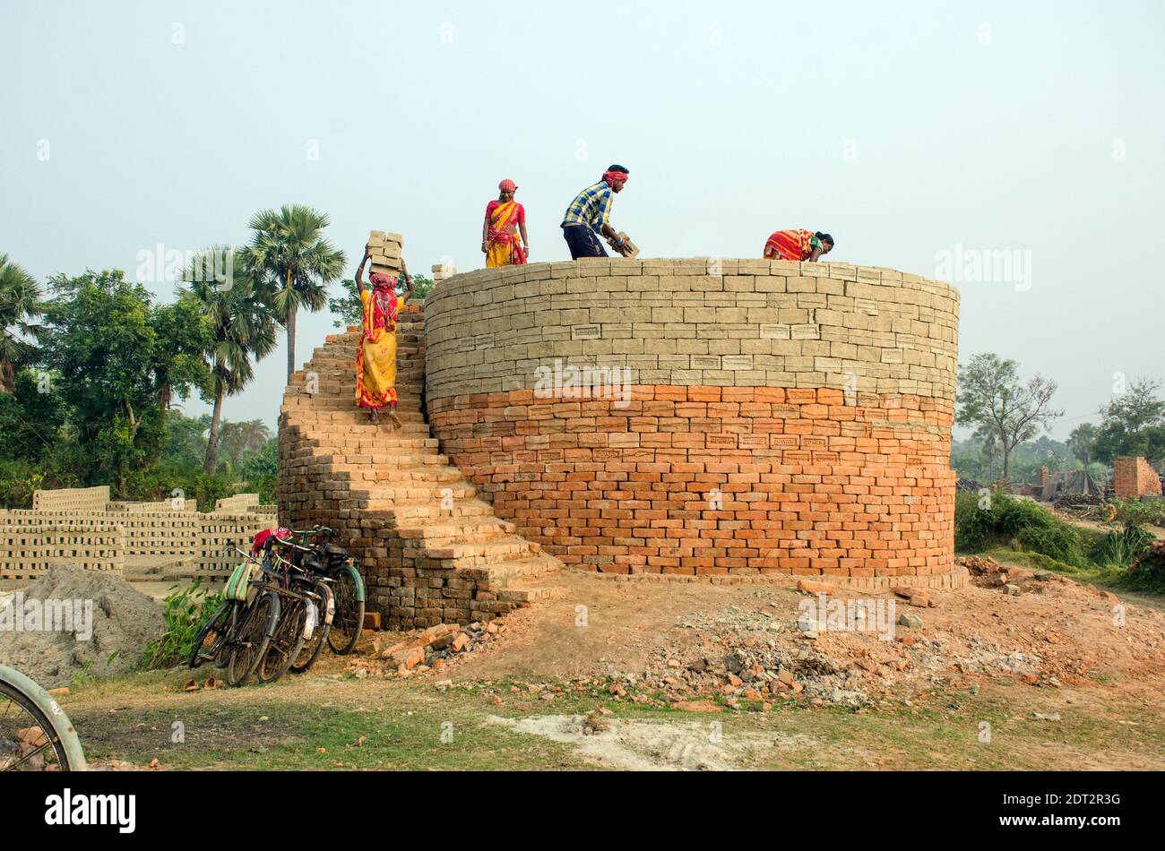 Picture of a brick kiln in the remote Hooghly district. Adult male and ...