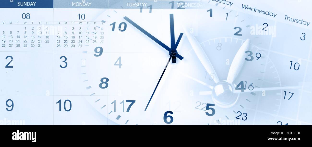 Clock faces and calendars composite Stock Photo - Alamy