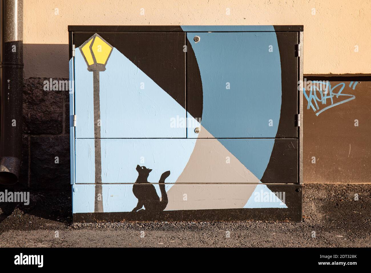 Street art mural on electrical cabinet in Helsinki, Finland Stock Photo ...