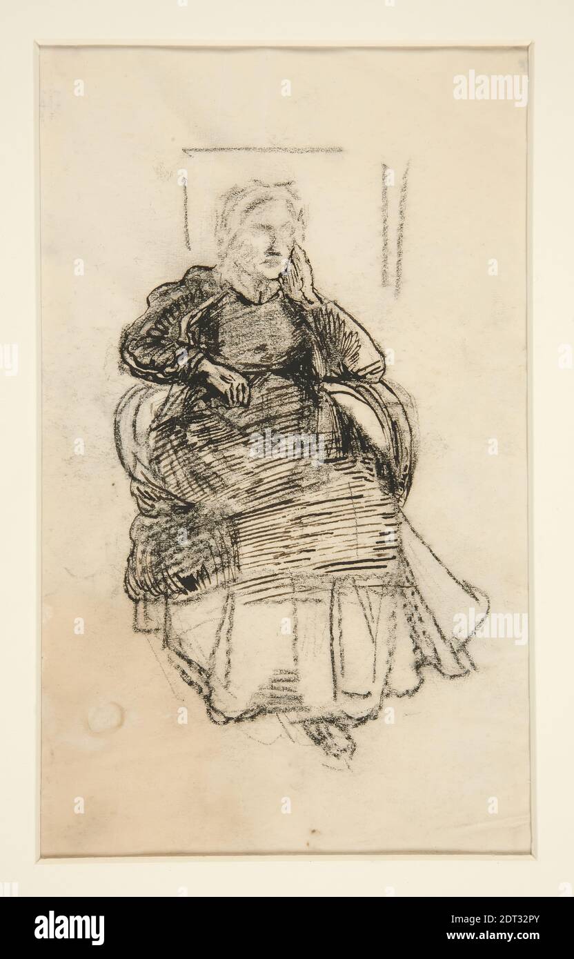 Artist: Francis Lathrop, American, 1849–1909, Seated Woman, Charcoal ...
