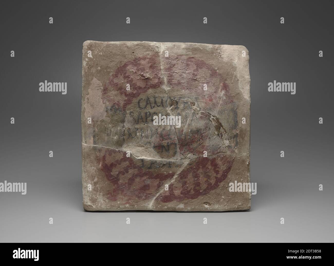 Tile with Greek Inscription in Wreath, ca. A.D. 245, Clay with layer of ...