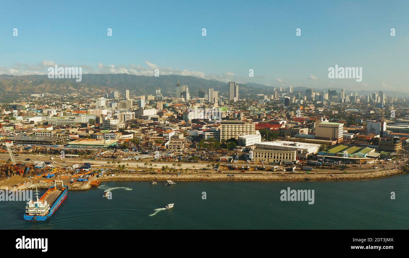 Aerial view of panorama of Cebu city with skyscraper, buildings and ...