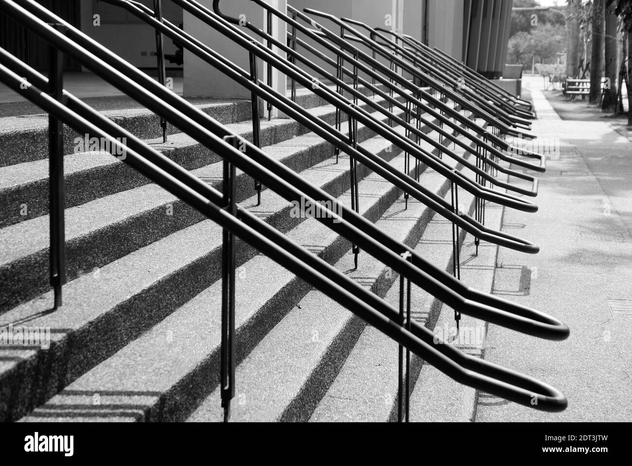 Empty stairs railing Black and White Stock Photos & Images - Alamy
