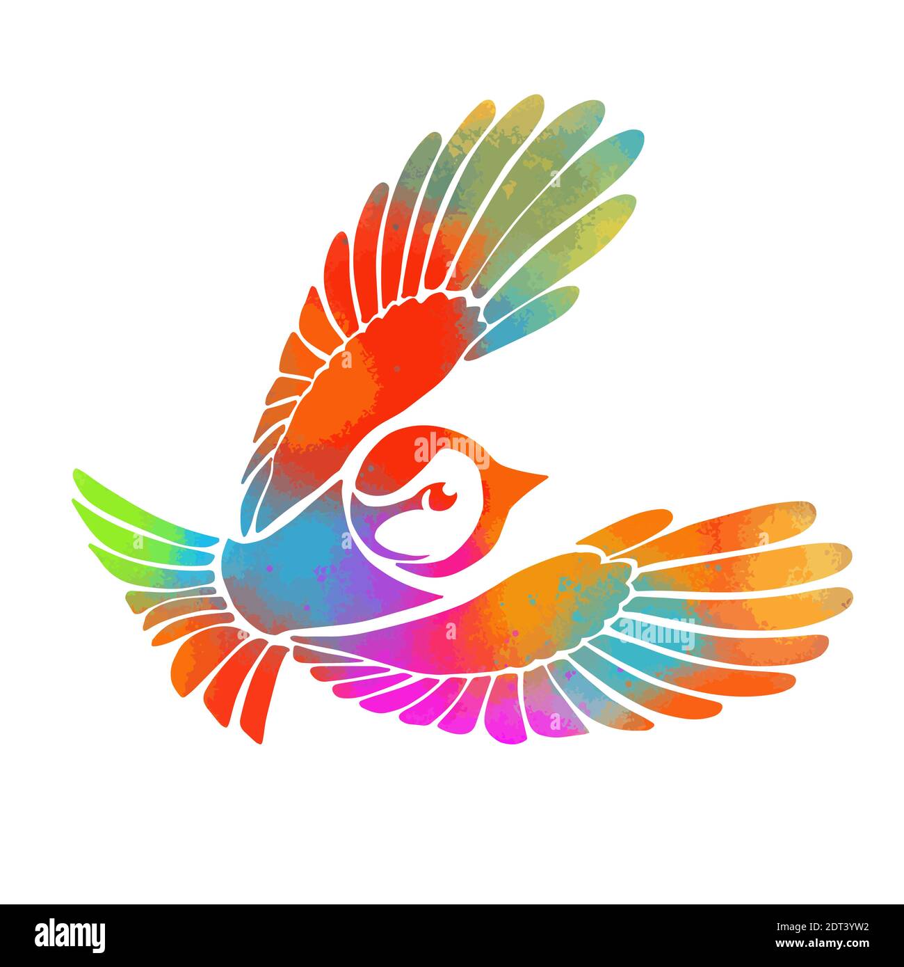 A multi-colored flying decorative bird. Vector illustration Stock ...