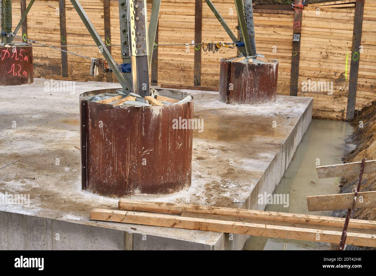 High voltage pylon, maintenance, foundation works, reinforcing Stock ...