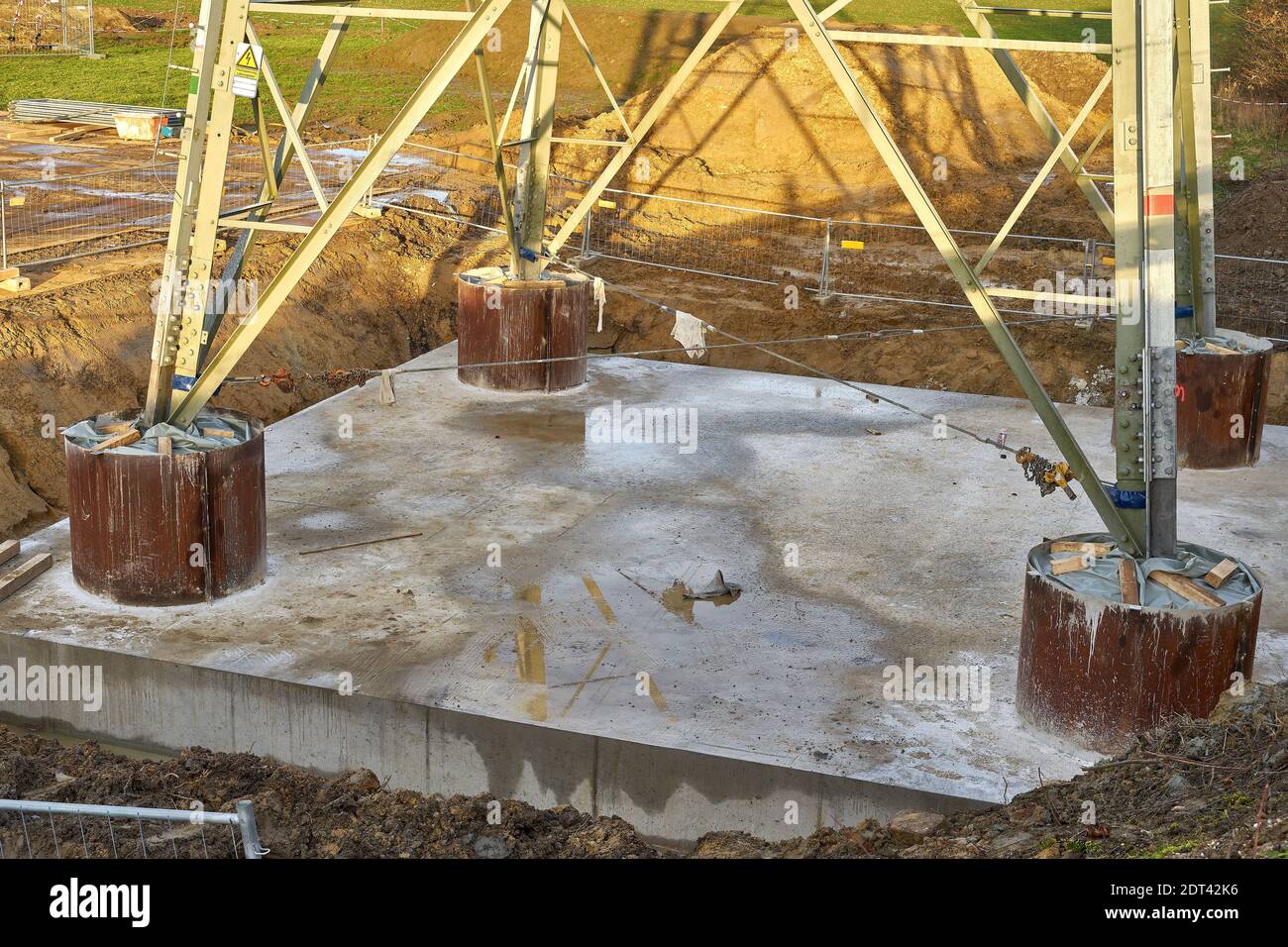 High voltage pylon, maintenance, foundation works, reinforcing Stock ...