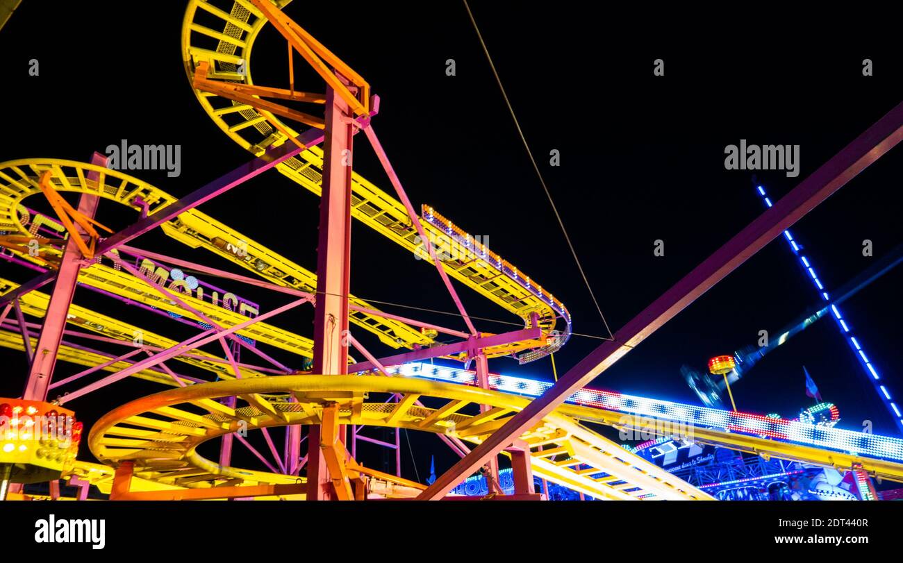 Roller coaster at night hi-res stock photography and images - Alamy