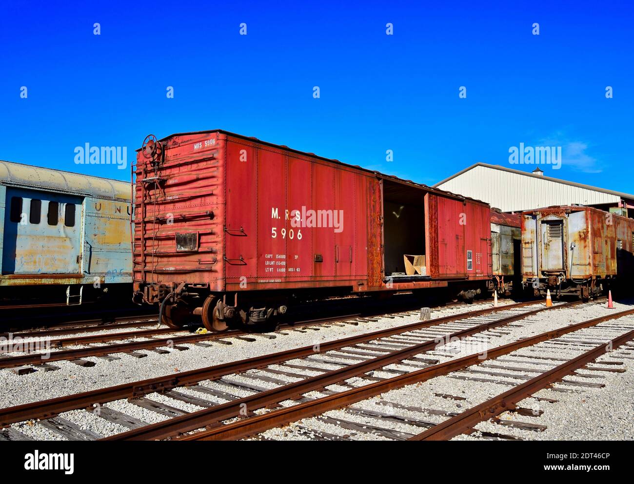 Old freight cars at the National Museum of Transportation Stock Photo ...