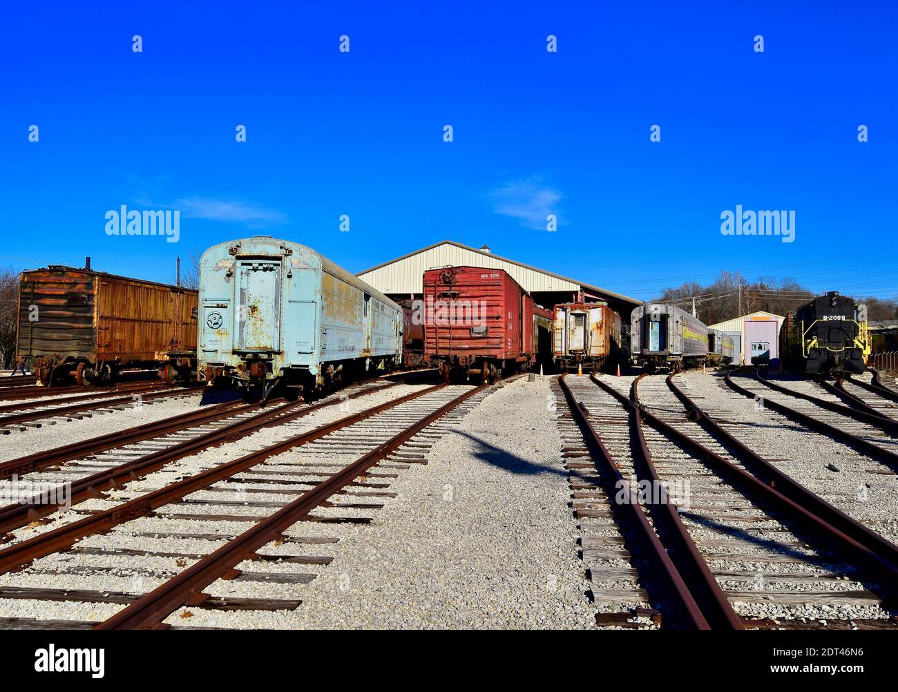 Old freight cars at the National Museum of Transportation Stock Photo ...