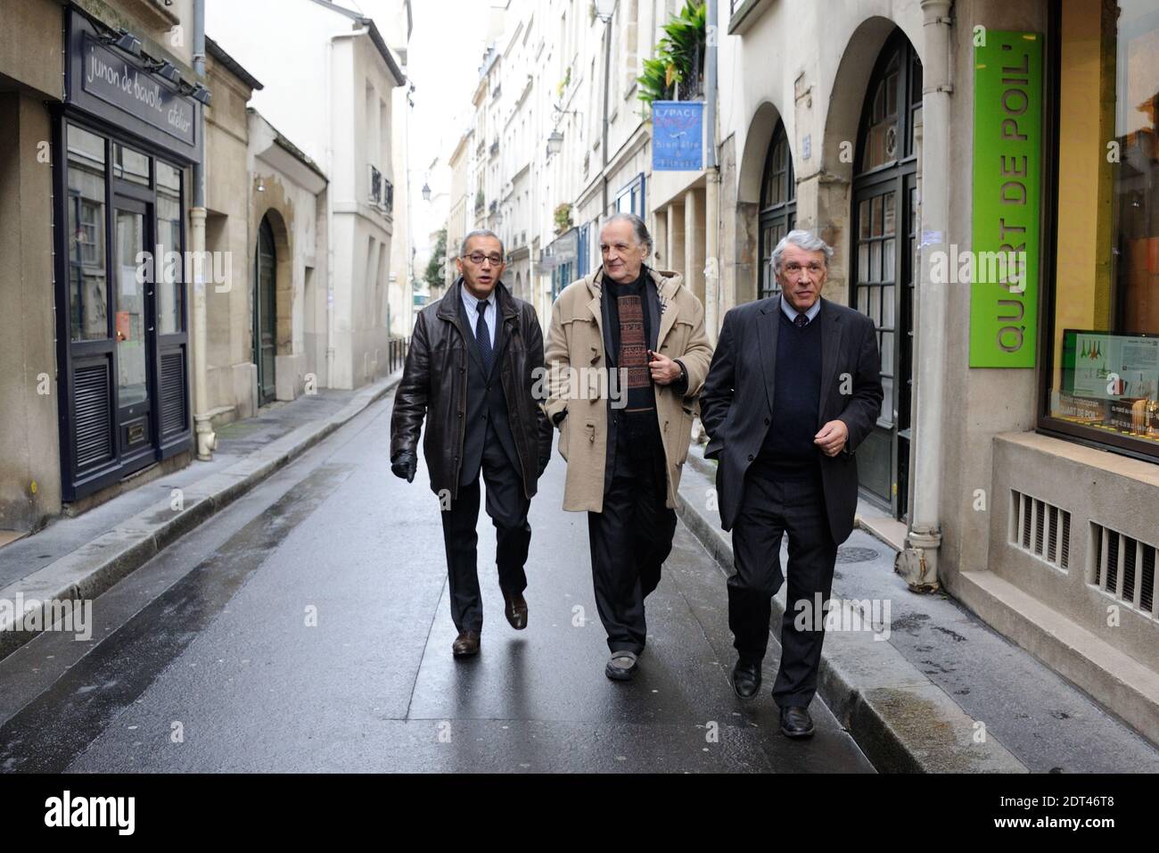 Gilbert Mitterrand and Jean-Christophe Mitterrand walking the rue de ...