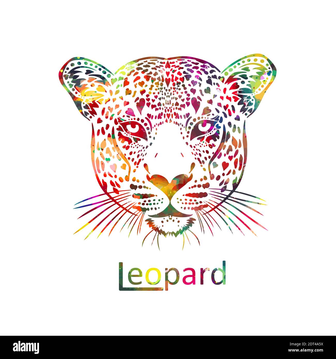 Multicolored vector sketch of a leopard's face. Graphic image. Vector ...
