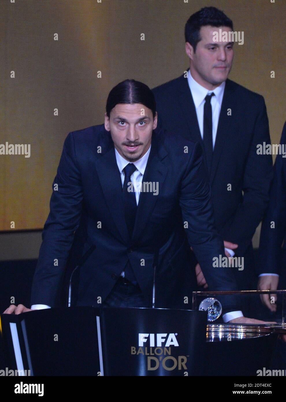 Zlatan Ibrahimovic of Sweden receives the 2013 FIFA Puskas award for ...