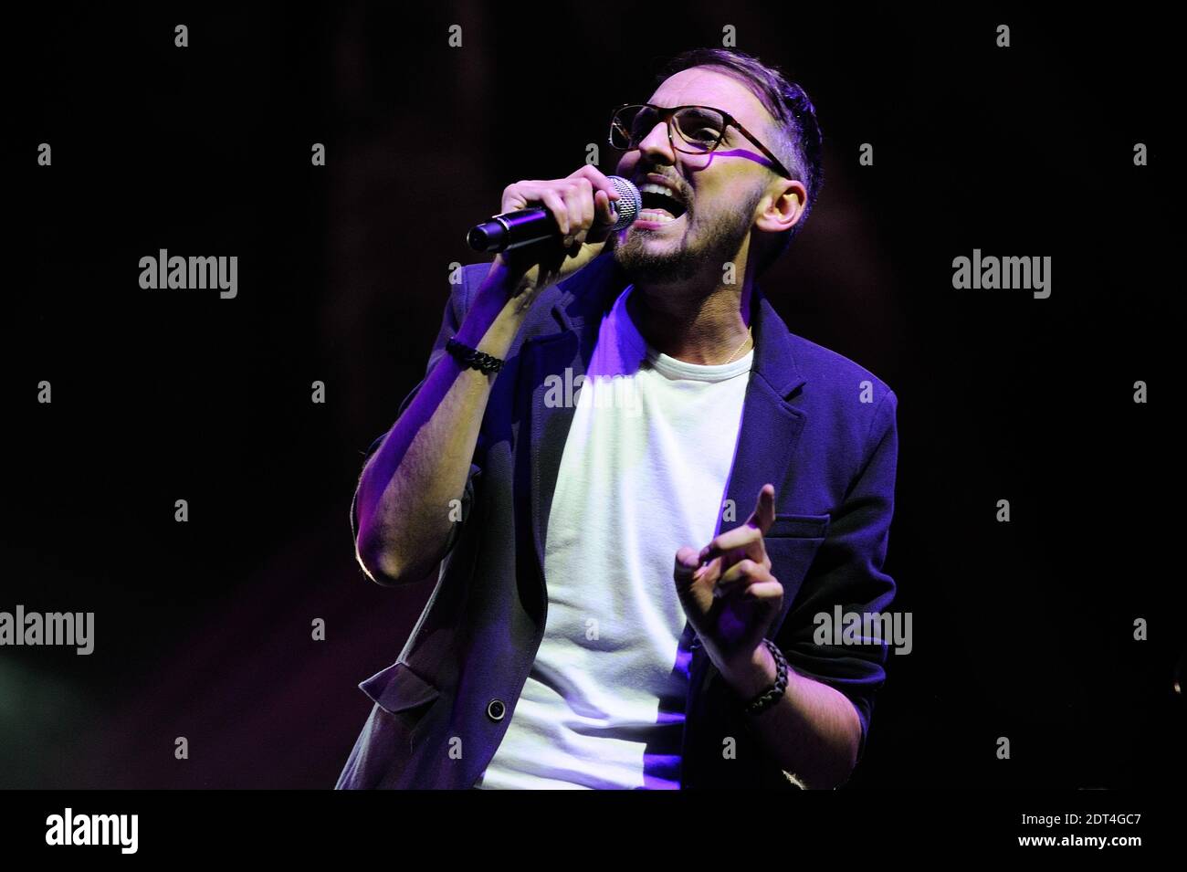 Christophe Willem performs at a concert benefiting the association Les ...
