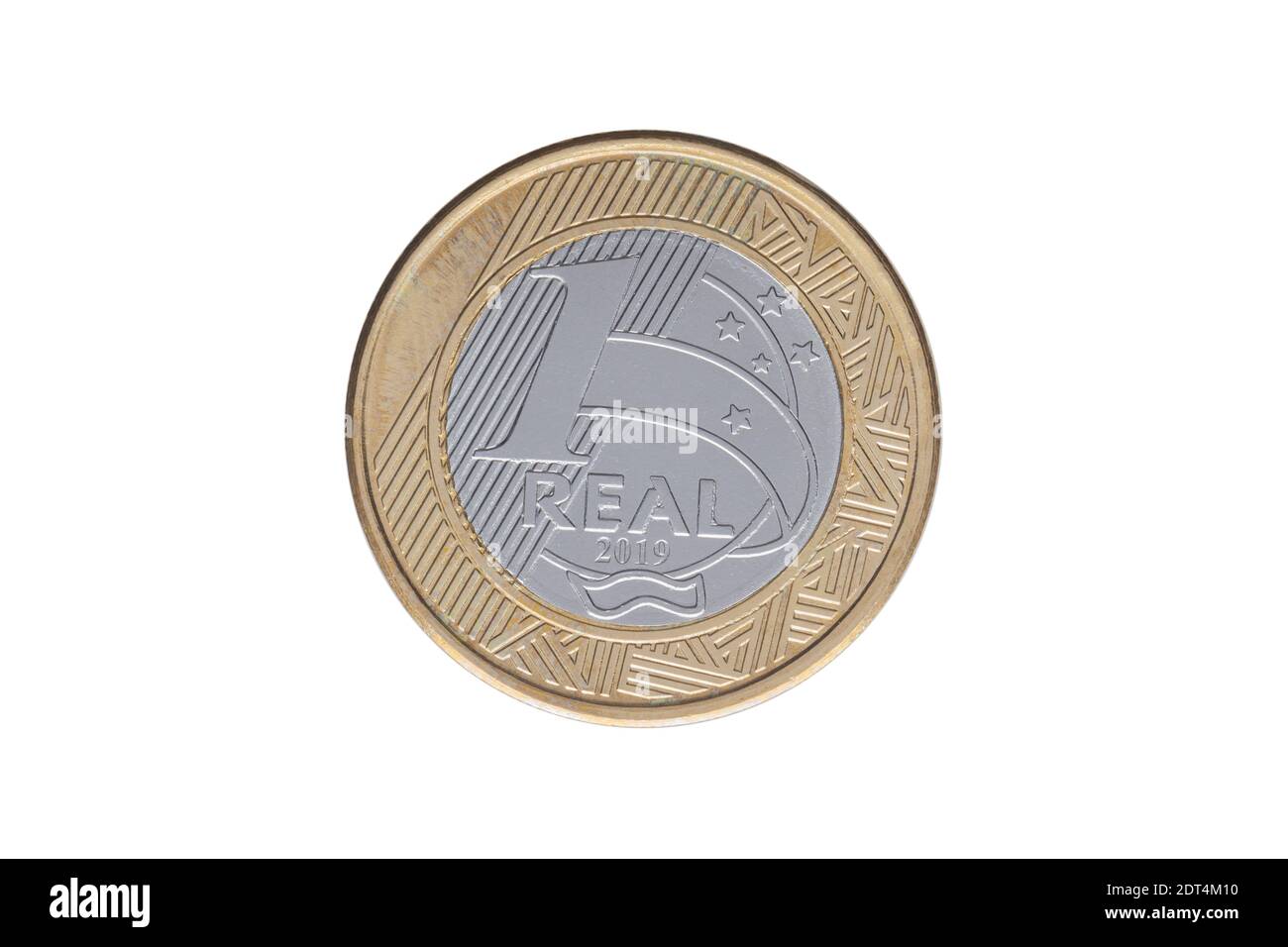 Brazilian "1 Real" coin 2019 on white background Stock Photo - Alamy