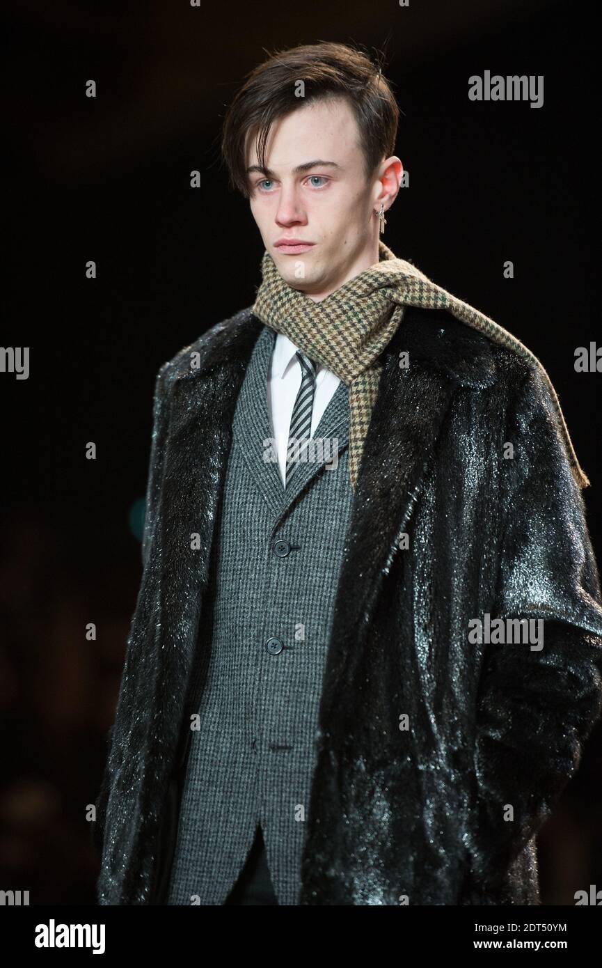 A model displays a creation by designer Hedi Slimane for the Saint ...