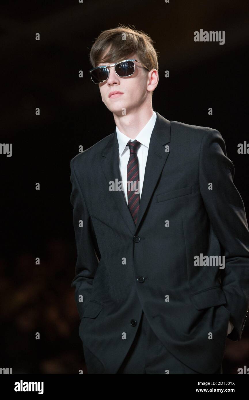 A model displays a creation by designer Hedi Slimane for the Saint ...