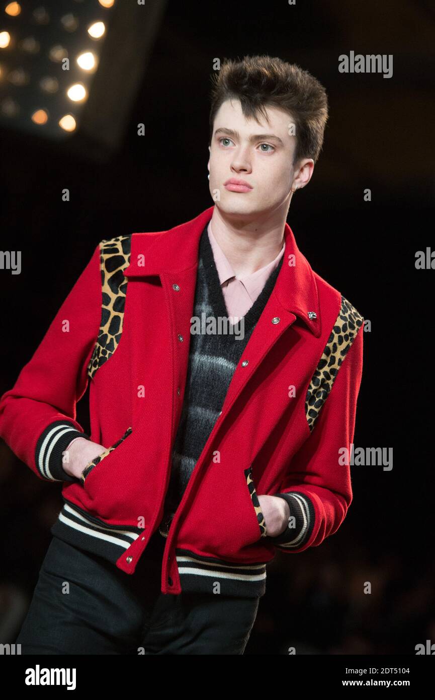 A model displays a creation by designer Hedi Slimane for the Saint ...