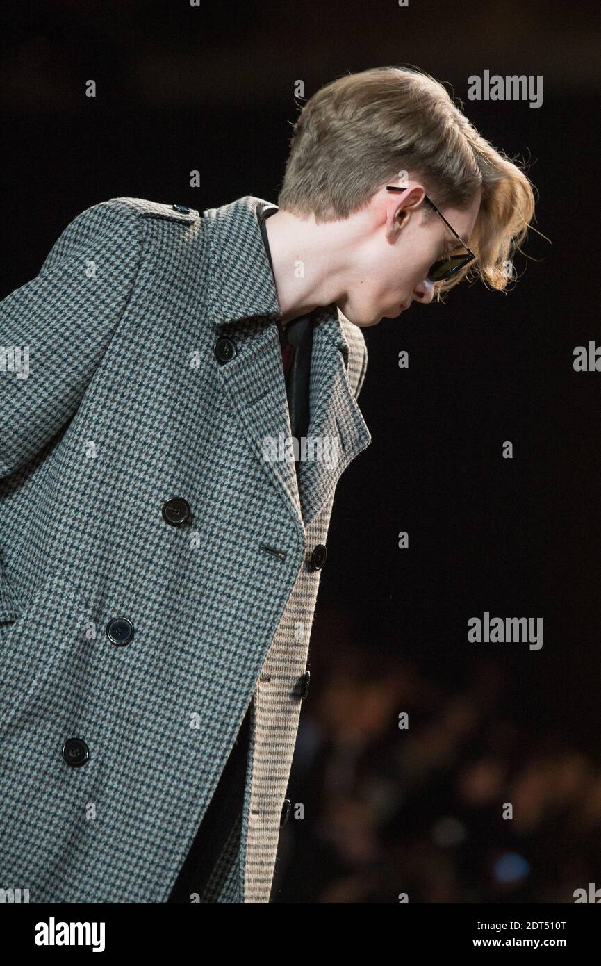 A model displays a creation by designer Hedi Slimane for the Saint ...