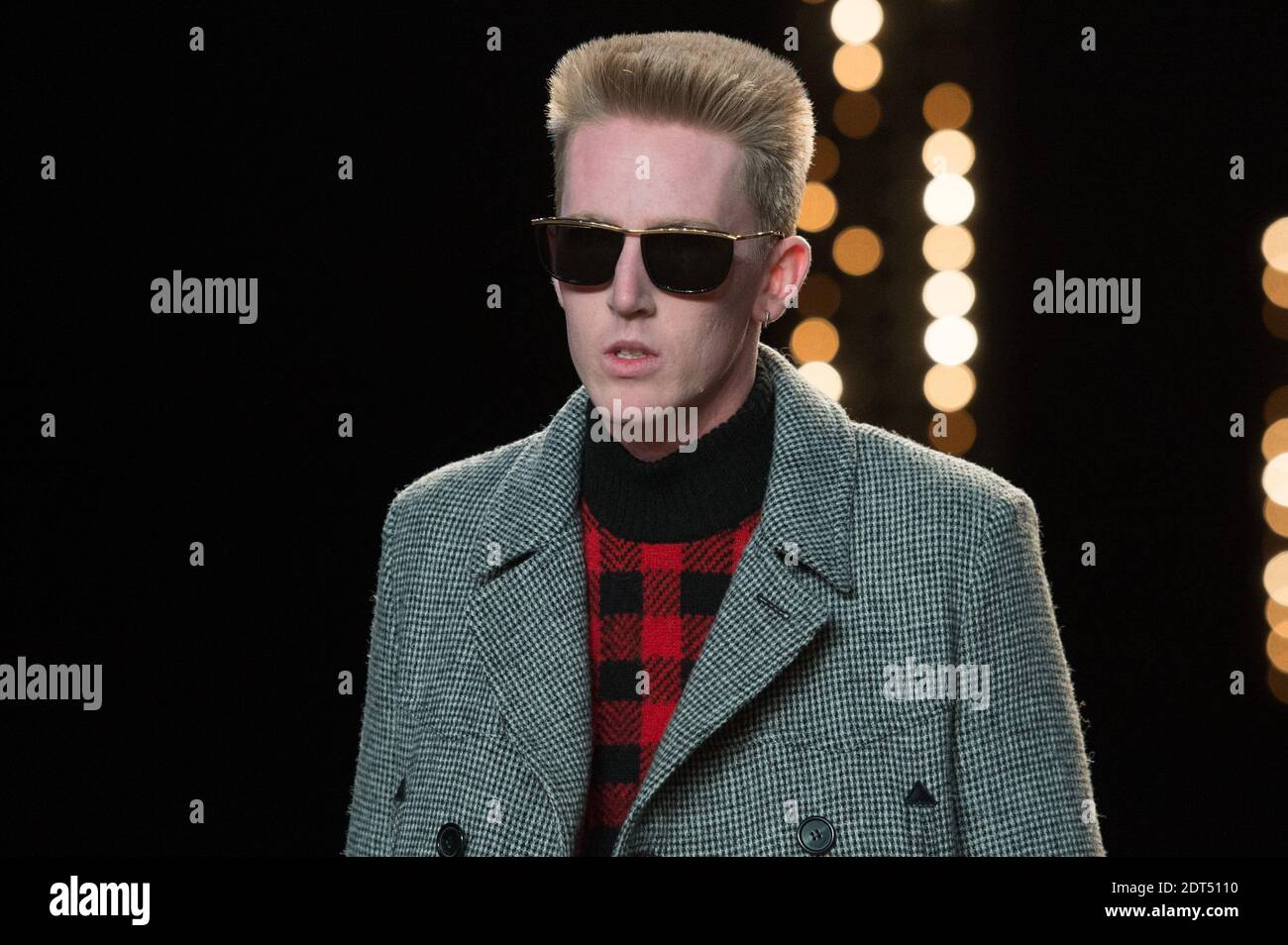 A model displays a creation by designer Hedi Slimane for the Saint ...